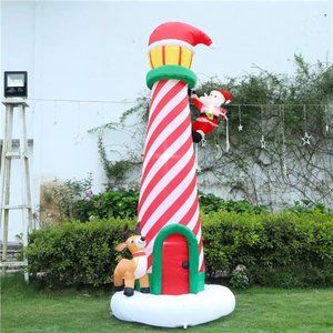 Holiday | 98ft Christmas Inflatable Decor Blow Up Lighthouse With Santa ...